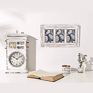 Rustic Distressed 3 Picture Photo Frames Collage 4x6 Wall Mounted Craftsmanship, Hanging Horizontal and Vertical, Gift for Halloween, Thanks Giving Day, Birthday, Anniversary, Christmas, New Year, Mother's Day（White)