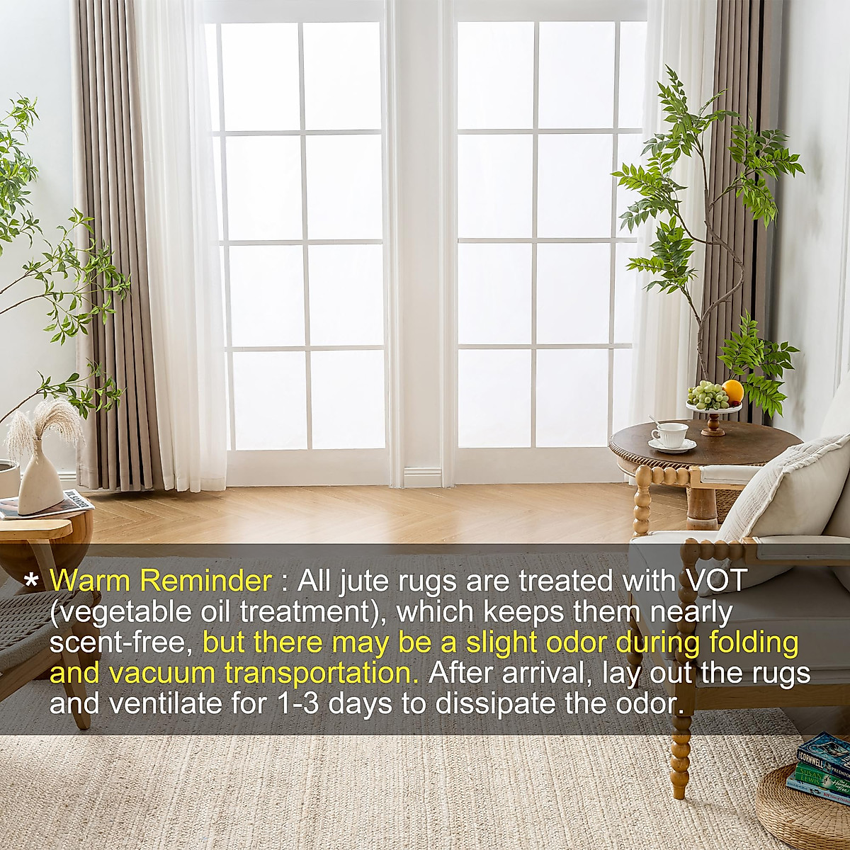 Shatex 5x8Ft Handrafted Jute Rugs,Chunky Textured Indoor/Outdoor Rugs,Solid Rustic Farmhouse Style, for Bedroom Living Room Dining Room, Off-White