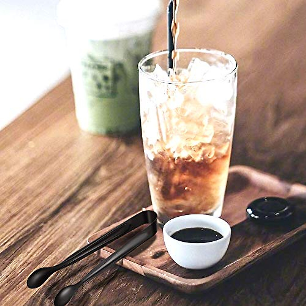 TOUGS Ice Sugar, Stainless Steel Mini Serving Tongs Appetizers Tongs Small Kitchen Tongs for Tea Party Coffee Bar Kitchen,10 Pack, Black