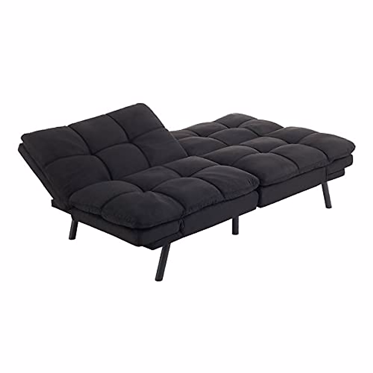 QLDFX HERQS-Memory Foam futon, Black Faux Suede, MS95-010-107-02