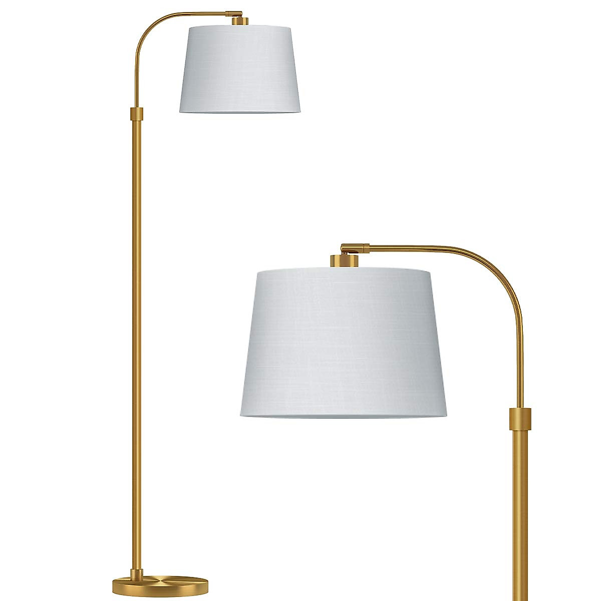 Oneach Modern Floor Lamp for Living Rooms LED Contemporary Arc Standing Lamps for Bedrooms Accent Tall Pole Gold Light for Reading with Hanging Lamp Shade Antique Brass