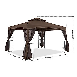 MASTERCANOPY 10x10 Patio Gazebo with Netting Screen Walls for Lawn, Garden, Backyard and Deck Brown
