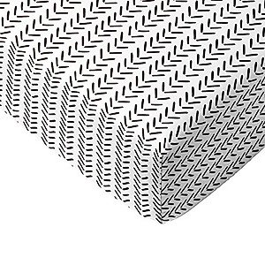 Crib Sheets for boy Girl - 100% Cotton Fitted Crib Sheet Set - Perfect for Baby Boys and Girls - Fits Standard Toddler Mattress (Black White Mudcloth)