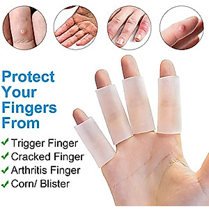 Sumifun Finger Sleeves, 8PCS Gel Thumb Finger Tubes for Arthritis, Trigger Finger Pain, Silicone Fingers Protector for Golf, Basketball, Golf, Rugby, Cracked Finger