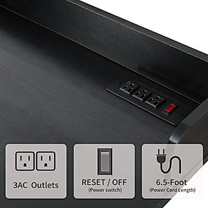 NOVII Overbed Table with Power Outlet,Wheels,Adjustable Height,Mobile Queen Size Bed Table Suitable for Home Office（Black）