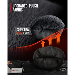 Winter Motorcycle Gloves Waterproof Windproof Warmth-Preserving Protective Gloves for Men and Women’s Cold Weather Riding (Black-regular, L)