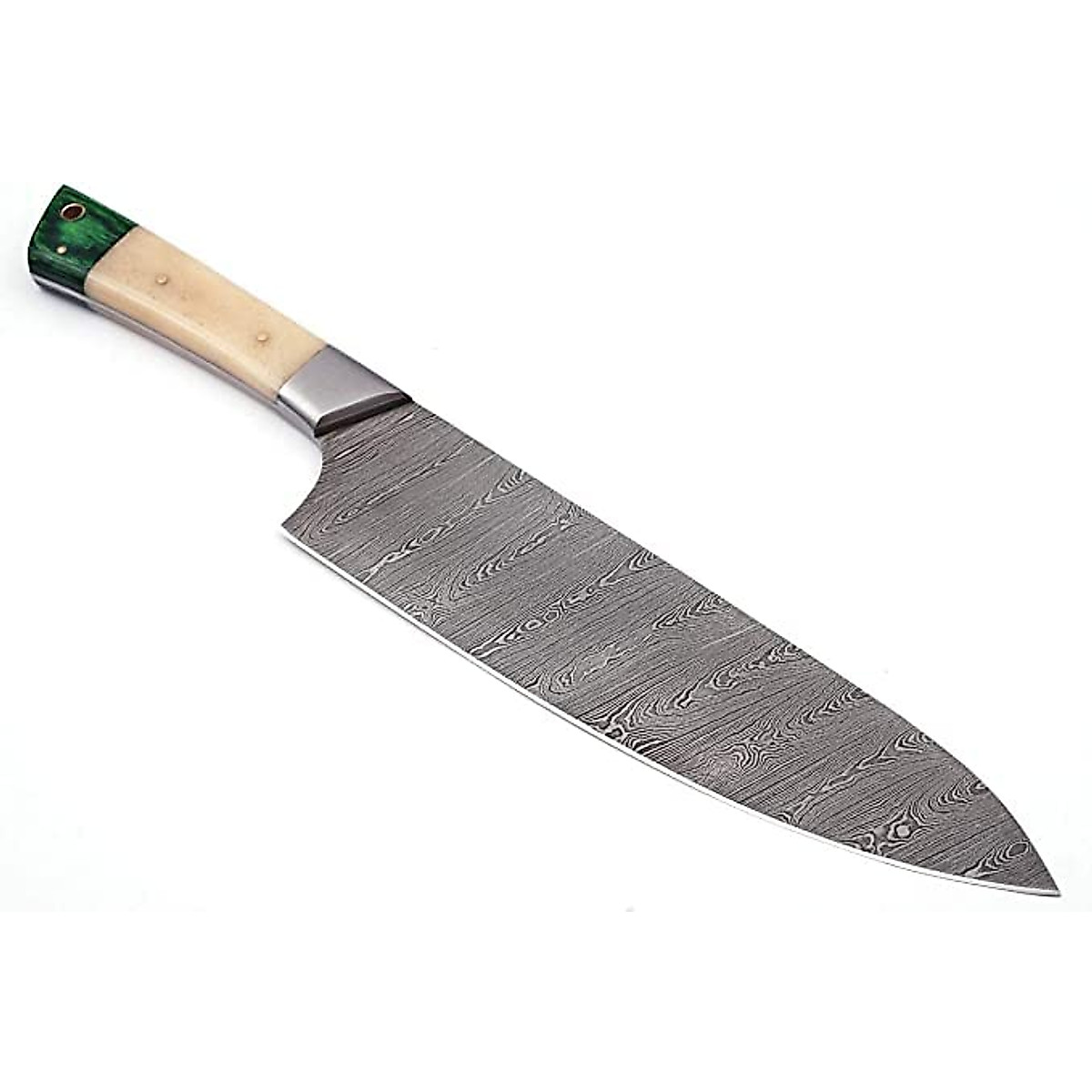 Handmade Damascus Chef Knife Best 8-inch Chefs Knife Ultra Sharp, Professional Damascus Steel Knives Choice for Kitchen & Restaurant, Twist Pattern Damascus Kitchen Knife With Bone Handle (20002)