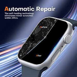 [8 pack] LϟK Designed for Apple Watch Series 9/8/7 Screen Protector 45mm- [Anti-Scratch+Self-Healing+Ultra-Thin+ 0 Bubble] HD TPU Flexible Film for iWatch S9 45mm 2023