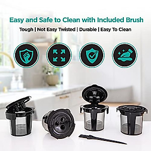 4 Ninja Reusable Coffee Filter Pods for Ninja Dual Brew Coffee Maker - K Cups for Ninja Coffee Maker DualBrew Pro, CFP201 CFP301 CFP400 - Reusable K-Cups Filters for Ninja Coffee Brewer