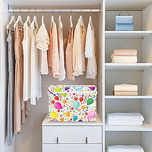 Birthday Party Colorful Balloons Storage Bins with Lids Storage Containers Cubes Box Collapsible Closet Organizer Fabric Storage Basket for Bedroom Clothes Office Shelves Nursery Gifts Home Decor