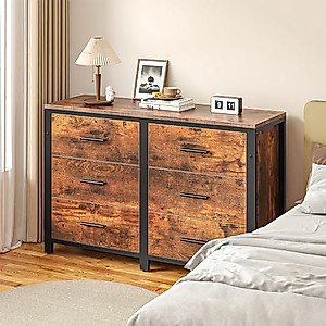 Frmobepts Dresser for Bedroom Wooden, Natural Wood Dresser, Rustic Dressers for Bedroom, Natural Wooden Dresser Furniture, Wooden Dressers for Bedroom (Rustic Brown)