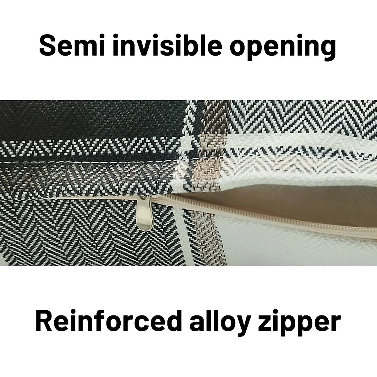 Balophily Sofa Square Throw Pillow Covers 18x18 Set of 2, Polyester Buffalo Plaid Couch Throw Pillow Cases, Black and White