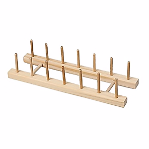 Fancyes Sewing Thread Holder Embroidery Knitting Multispool Needlework Quilting Rope Strings Organizer Wood Shelf Wood Thread Rack, 29.5cmx9.5cmx4.6cm