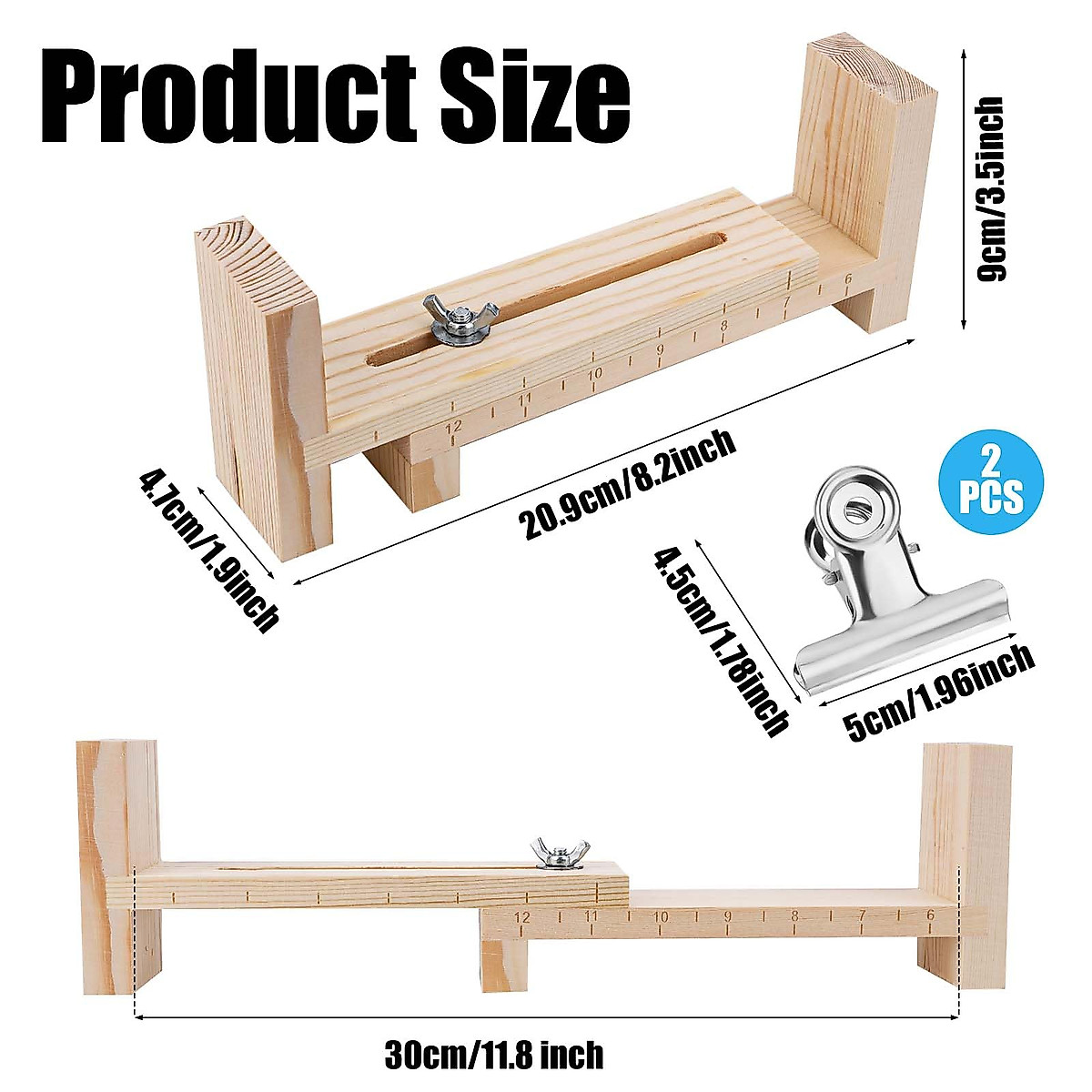 Wood Bracelet Jig, Adjustable Wood Paracord Jig Bracelet Maker with 2 Metal Clips DIY U Shape Clear Scale Bracelet Jig for DIY Craft Hand Bracelet Knitting Tool (Tripod)