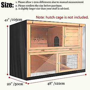 J&C Heavy Duty 420D Double Decker Rabbit Hutch Cover Windproof Waterproof Black Covers for Winter Rectangular Outdoor Bunny Cage Cover for Guinea Pig Cage (No Hutch (48x20x41 in)