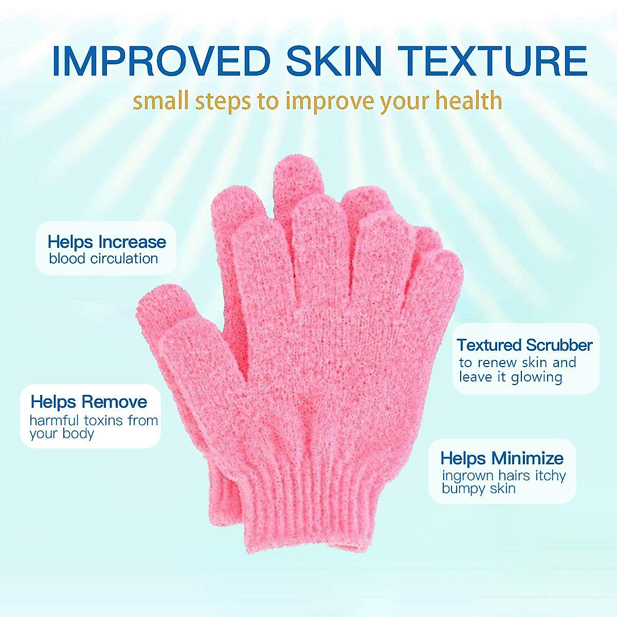 ATB 4 Pairs Exfoliating Gloves - Premium Scrub Wash Mitt for Bath or Shower - Luxury Spa Exfoliation Accessories For Men and Women