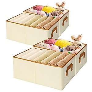 Simcat Large Fabric Storage Bins, Collapsible Storage Bins for Shelves Foldable Closet Organizer Storage Cubes with Handles, 4 Pack Storage Basket for Cloth Organizer Nursery Decor (17.3"×9.8"×7.8")