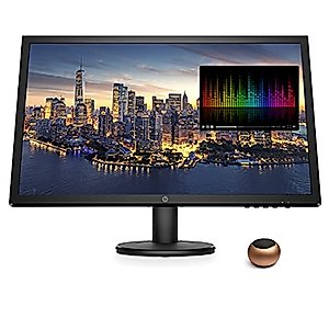 HP V24 FHD 1920x1080 Monitor Bundle with HDMI, FreeSync, Low Blue Light, and Mini Bluetooth Speaker for Professional Sound, Built-in Microphone and Remote Shutter for Photos