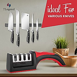 Knife Sharpeners for Kitchen Knives– Stainless Steel 4 in1 Kitchen Knife Sharpener – Ergonomic and Easy to Use Knife Sharpening Kit with 4 Stage Sharpening Slots