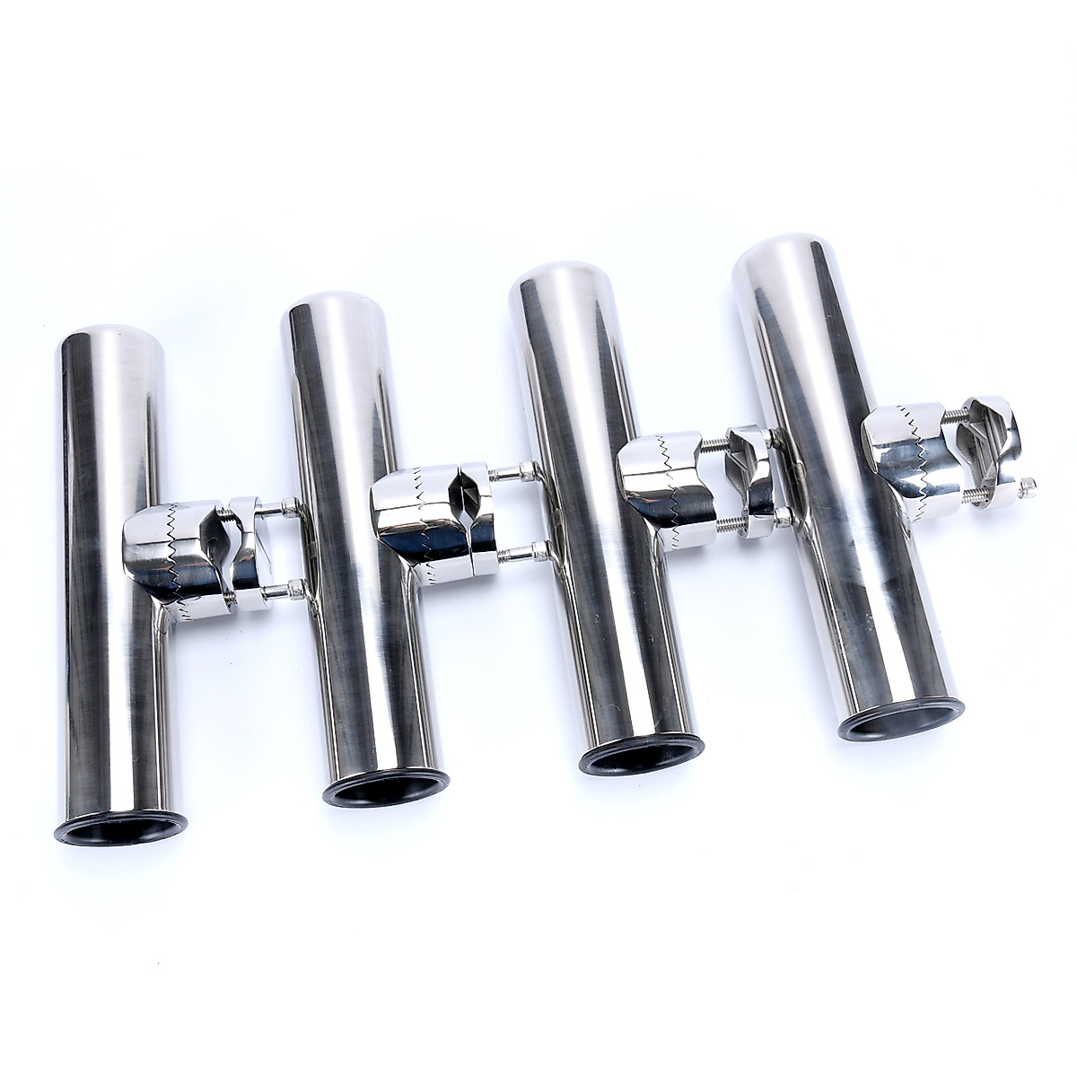 Amarine Made 4Pcs Marine Grade Stainless Steel Rail Mounted Clamp on Fishing Rod Holder for Rails 1" to 1-1/4"