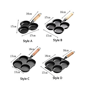Leadigol Omelet Pan, 4-Cup Egg Frying Pan with Wooden Handle, Iron Hamburg Maker Nonstick Egg Cooker Omelet Pan Flat Bottom Pancake Pan for Breakfast