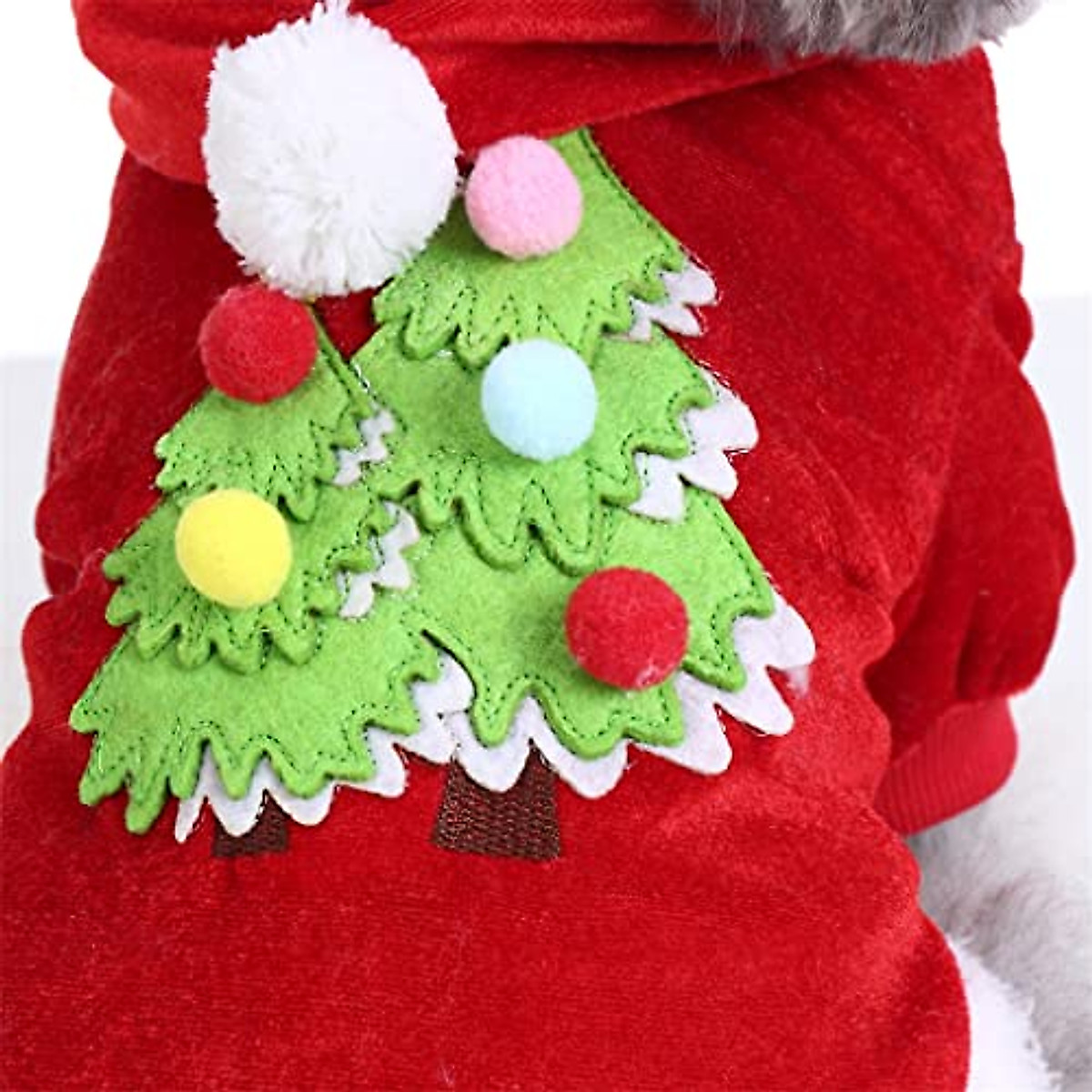 Ornaous Cute Dog Cat Christmas Hoodie, Pet Xmas Tree Cosplay Costume, Puppy Fleece Outfits Warm Clothes（M Size）