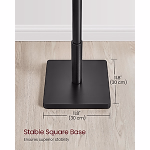 VASAGLE Solid Wood Coat Rack, Free Standing Hall Coat Tree with 8 Hooks, 3 Height Options, for Coats, Hats, Bags, Purses, for Entryway, Hallway, Rubberwood Hooks and Pole, Ink Black URCR010B01