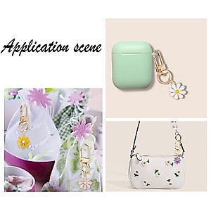 PH PandaHall 24pcs Flower Keychain, Daisy Enameled Charms Aesthetic Keychain Car Key Ring Pendant Key Chains for Mom Mother's Day, Handbag Bag, Earphone Case Decoration, Purse Accessories