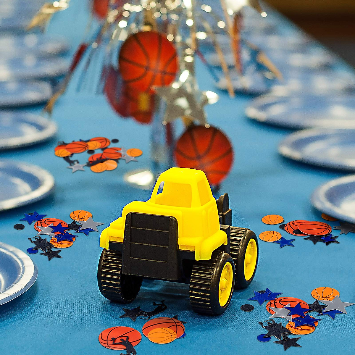 400 Pieces Basketball Confetti Black Basketball Player Confetti Glittery Star Confetti Sequin Round Confetti Sequin for Birthday, Baby Shower, Basketball theme Party Supplies