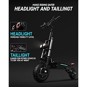 60V33AH Adult Electric Scooter Dual Drive 5600W Motor, Max Speed 50mph, Max Range 60 Miles, 11 Inch All Terrain Off-Road Tires, Electric Scooter with Detachable Seat