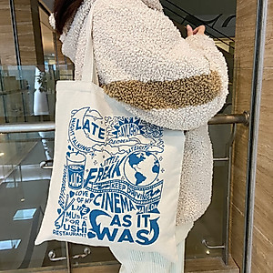 MUUMZI Singer Inspired Song Idea Gift Music Tote Bag, Idea Gift Women Canvas Tote Bag Gift for Fan, Reusable canvas tote Bags, Tote Bags for Birthday Gifts