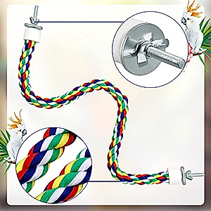 Weewooday 2 Pieces Toy Bird Rope Perches Climbing Rope Bungee Bird Toys Rope Perch Stand Cage Rope Comfy Perch Parrot Toys for Parrot, Parakeets Cockatiels, Conures (21.6 Inch)