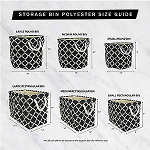 DII Burlap Collapsible Storage Bin with Cotton Handles, Medium Round, 15x12, White Border