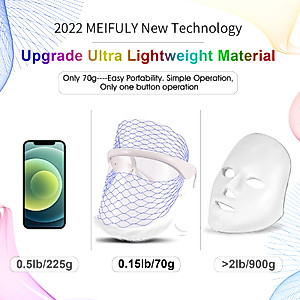 Meifuly 7 Colors L ED Light Therapy Face Mask, Lightweight, Portable