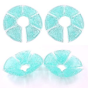 Breast Therapy Ice Packs, Hot and Cold Breast Pads, Breastfeeding Essentials Large Gel Bead Packs for Moms, 2 Pack (2 Ice Pack (Teal))