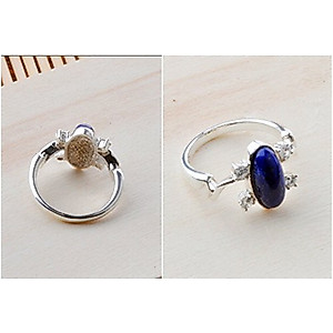 925 Silver Plated Cubic Zirconia Blue Stone Vampire Diaries Elena's Daylight Women Band Ring,Size 6