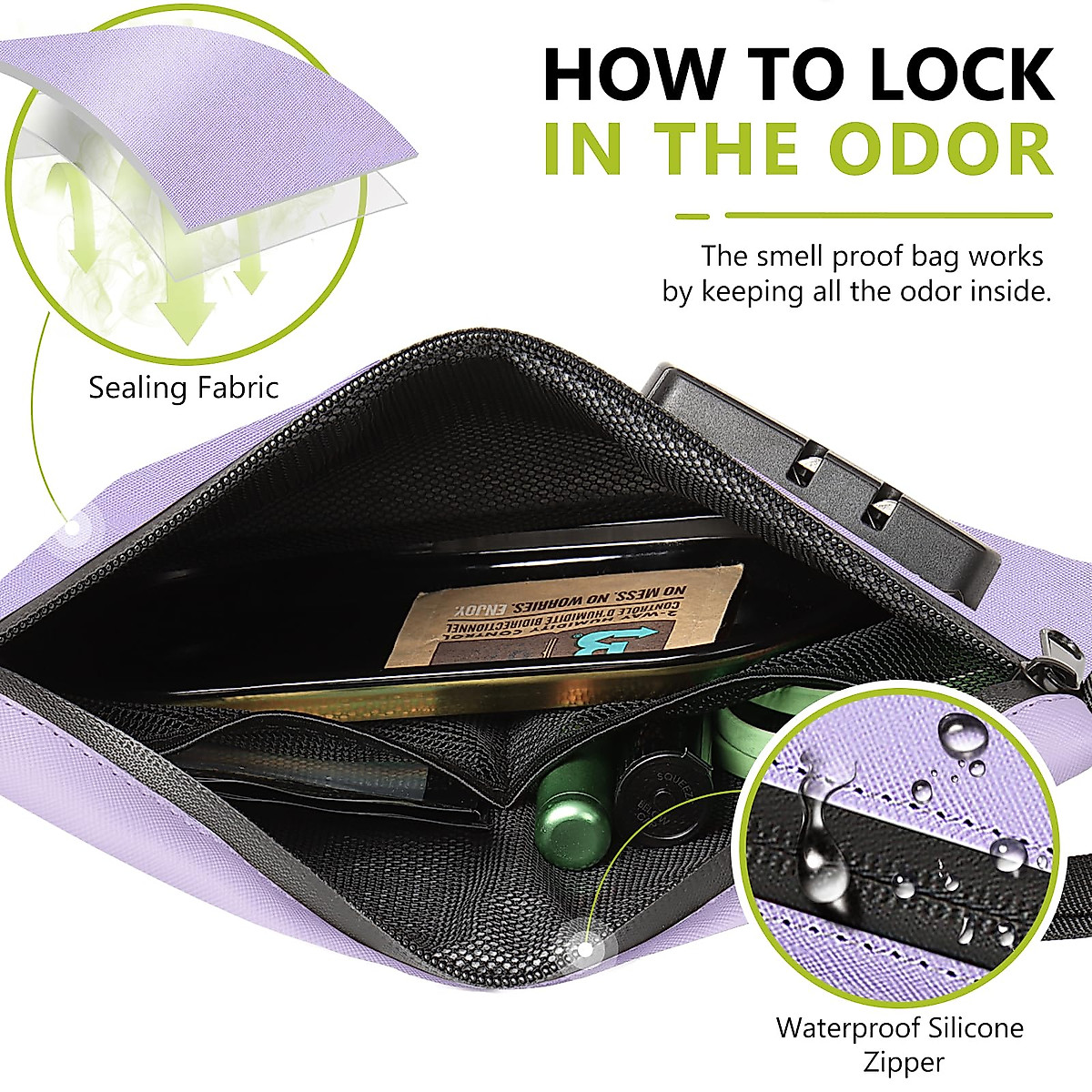 OZCHIN Smell Proof Bag with Combination Lock 10 X 7 inchs Locking Bag PU Leather Waterproof Lockable Case Great Gift Ideal