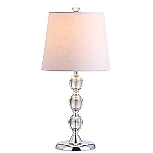 JONATHAN Y JYL2026A Hudson 20" Crystal Mini LED Table Lamp Traditional,FrenchCountry,Transitional for Bedroom, Living Room, Office, College Dorm, Coffee Table, Bookcase, Clear/Chrome