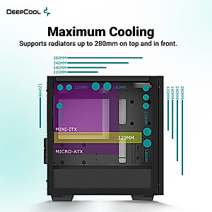 DeepCool MACUBE 110 WH Micro ATX Case with Full-Size Magnetic Tempered Glass Removable HDD Cage and Built-in Graphics Card Holder - White