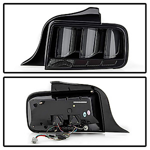 ACANII -For 2005-2009 Ford Mustang Black Housing Smoked Lens LED Tube Sequential Signal Tail Lights Brake Lamps Assembly