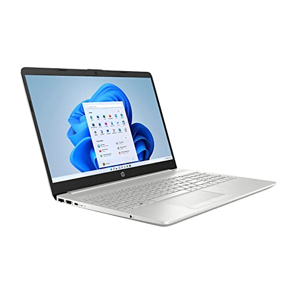 HP 2022 Newest 15.6'' HD Laptop, Intel Quad-core Celeron N4120 Processor (Upto 2.6GHz), 4GB RAM, 128GB SSD, HD Webcam, Wi-Fi 5, Bluetooth, Fast Charge, Windows 11 S+MarxsolCables, Natural Silver