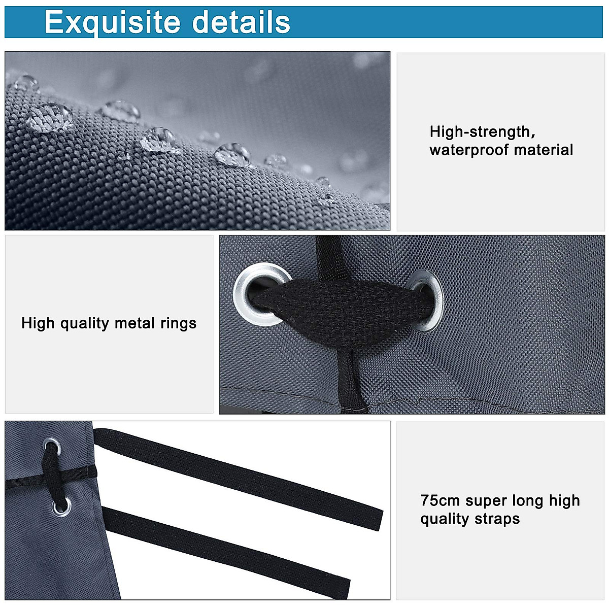 ABCCANOPY Outdoor Rectangular Patio Furniture Covers 600D Oxford Heavy Duty Table Cover Waterproof Windproof Anti-UV Dust Proof Protective Covers Dining Table & Chair Set Cover 90x64x28 inches