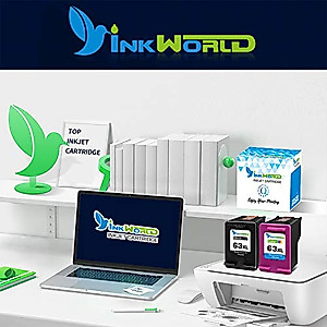 Inkworld Remanufactured 63XL Replacement for HP 63 Ink Cartridge Combo Pack for Envy 4520 3634 OfficeJet 3830 5252 4650 5258 4655 4652 5255 DeskJet 3636 1111 3630 1112 Printers (1 Black 1 Color)