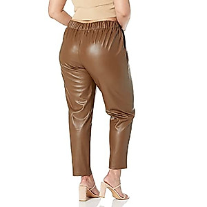 The Drop Women's @lisadnyc Faux Leather Pull-On Jogger, Coffee Bean, XL