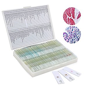 120 Prepared Microscope Slides for Kids & Students, Microscope Glass Slides Set Including Animal & Plant Specimens, Suitable for School and Home Education