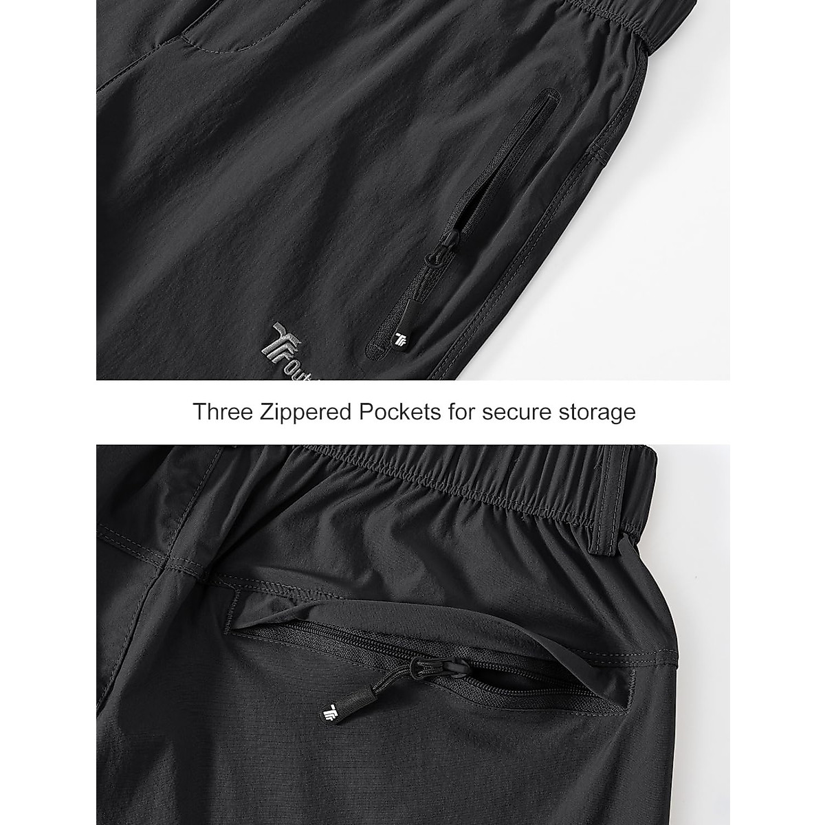 Gopune Women's Hiking Pants Lightweight Quick Dry Water Resistant Elastic Waist Workout Travel Athletic Joggers (Black,M)