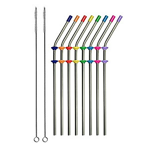 RAINIER Reusable Food-grade Silicone Rubber Straw Tips and Silencers for Stainless Steel Drinking Straws, Set of 8 | No-Burn/Freeze Straw Covers Protect Lips/Teeth | Fits All 6mm (0.24”) Metal Straws