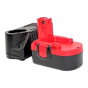 2-Pack - Replacement for Bosch BAT025 Battery + Universal Charger Compatible with Bosch 18V Power Tool Battery and Charger (1300mAh NICD)