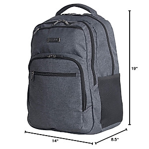 Kenneth Cole REACTION Travelier Multi-Pocket Laptop & Tablet Business, School, & Travel Backpack Bag, Charcoal, One Size