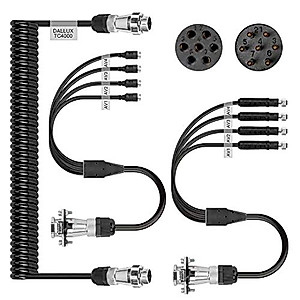 DALLUX Heavy Duty Vehicle Coil Trailer Cable with 4 Channel 4 PIN AV Connector Disconnect Kit for Truck Caravan Motor Home Backup Security Camera Monitor System